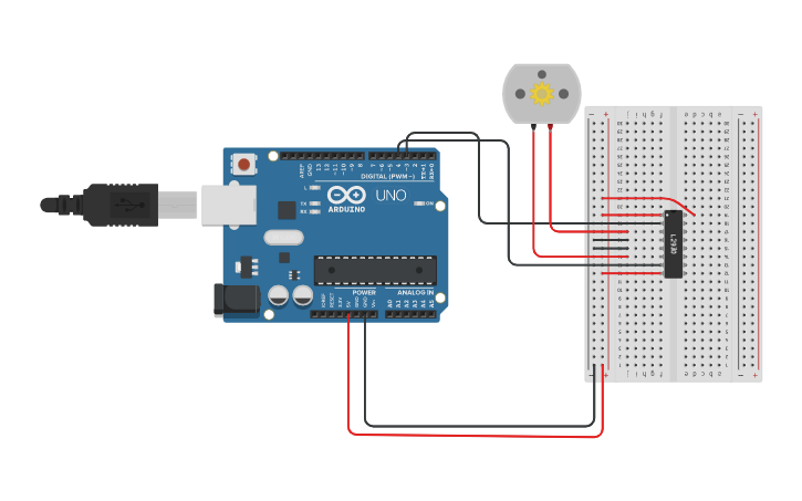Circuit design Use of Motor with Motor Driver | Tinkercad