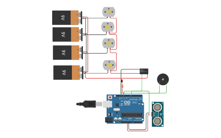 Circuit design 21049 LAB EXP 7 AUTOMATIC BRAKING SYSTEM - Tinkercad