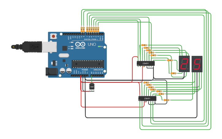 Circuit Design Esercizio 1 Termometro Tinkercad