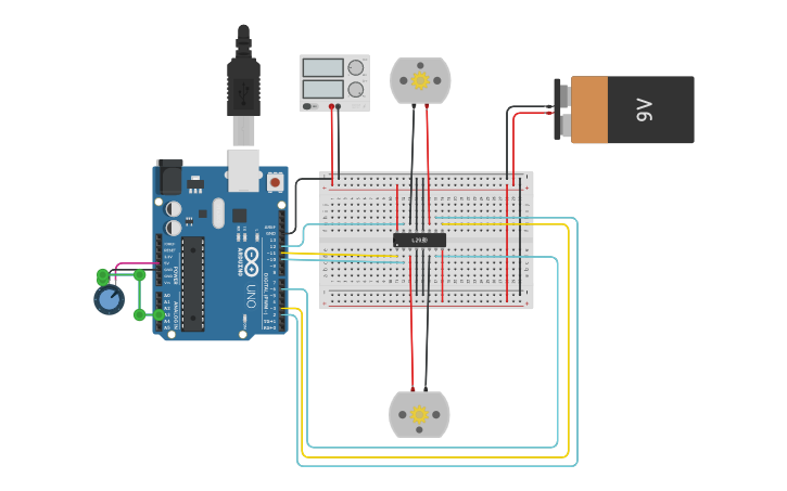 Circuit Design Serial Communication For 2 Motors Tinkercad
