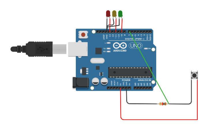 Circuit design Copy of Blinking LEDs | Tinkercad