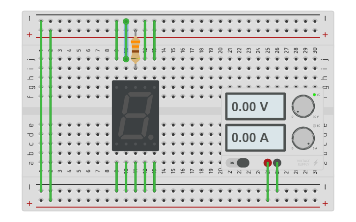 Circuit design Kiểm tra hoạt động của LED 7 thanh - Tinkercad
