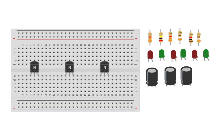 Circuit design Super LED Chaser Kit | Tinkercad
