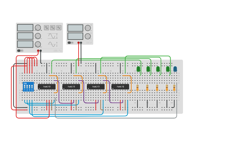 Circuit design Constructing a Binary Counter (0000 – 1111) - Tinkercad