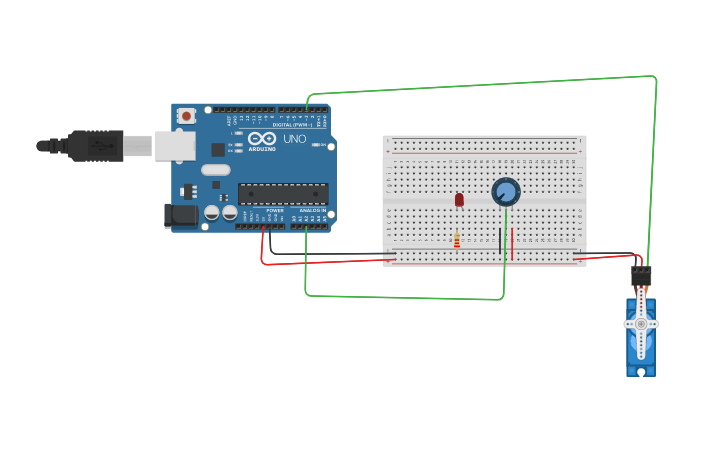 Circuit Design Controlling With Potentiometer Tinkercad