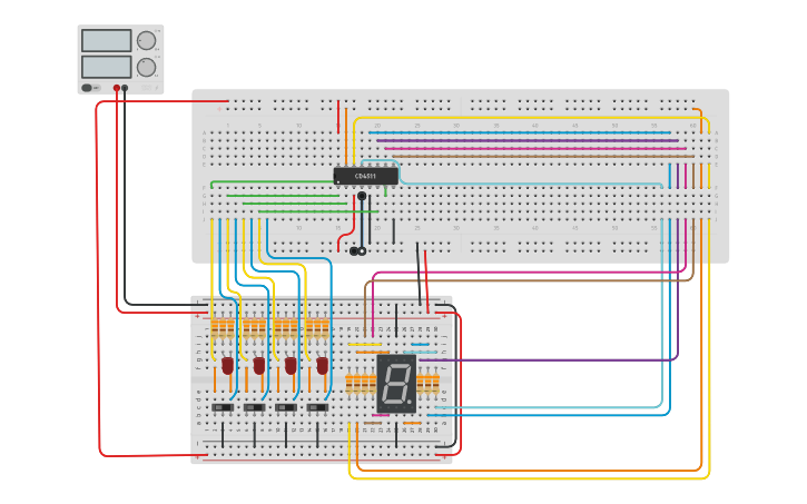 Circuit design CD4511 7 SEGMENTOS - Tinkercad