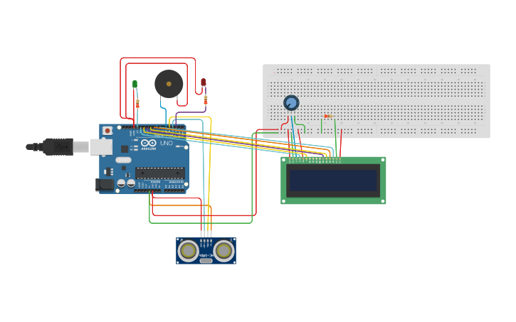 Circuit design Automated Obstacle Detection System | Tinkercad