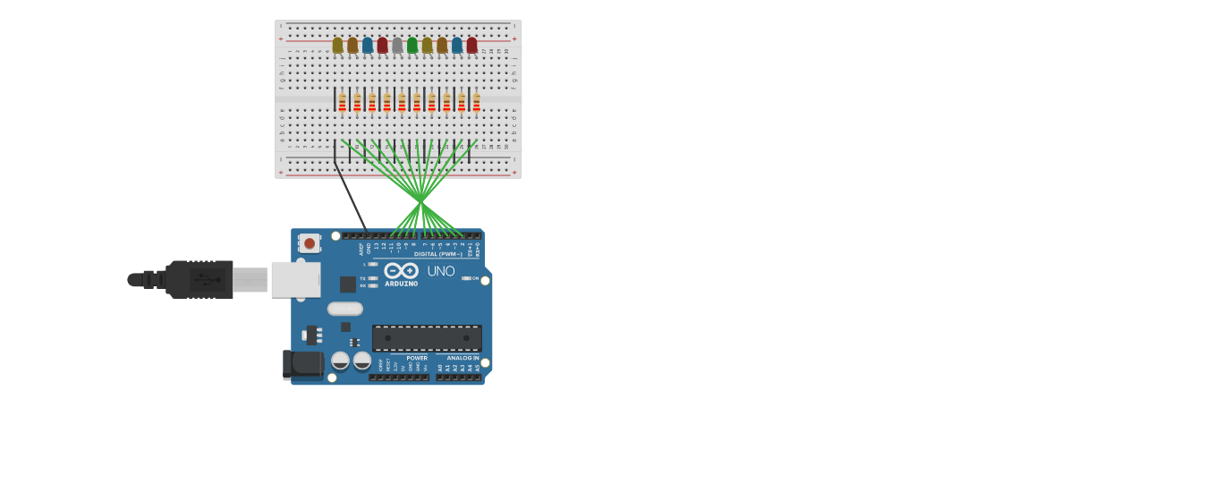 Circuit design led chaser - Tinkercad