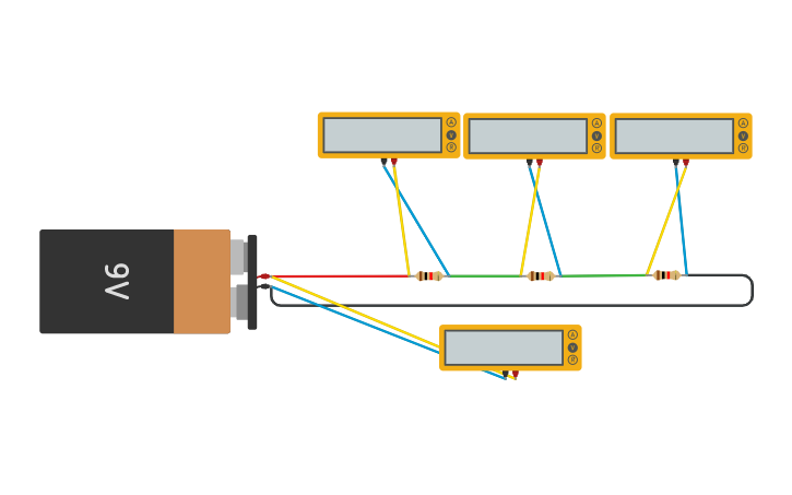 Circuit design 3 en serie | Tinkercad