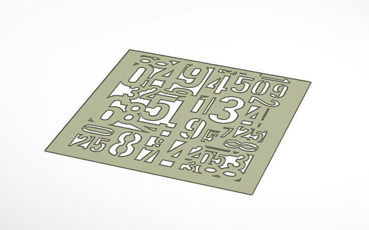 3D design Stencil Zahlen 1 - Tinkercad