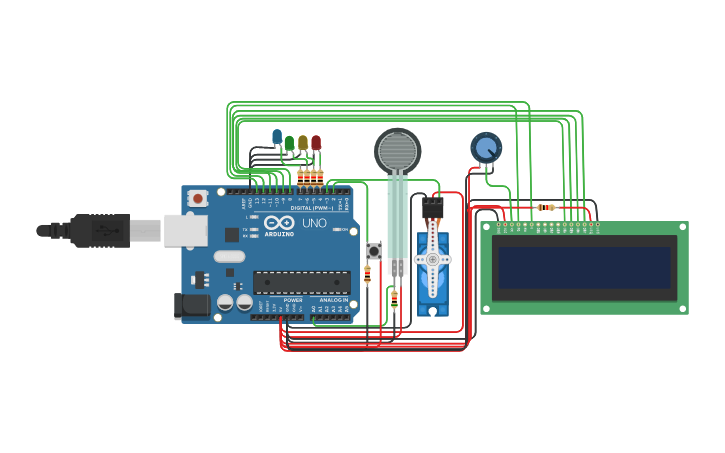 Circuit design Water Flow Control - Tinkercad