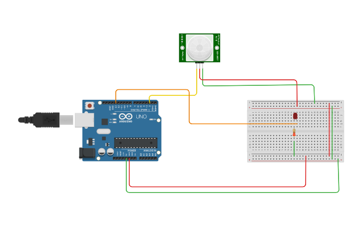 Circuit Design Arduino With Pir Sensor Tinkercad