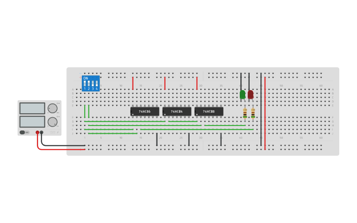 Circuit design Half subtractor - Tinkercad