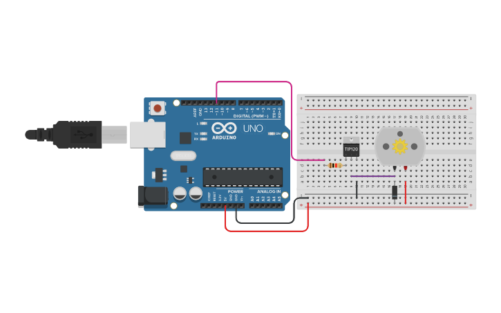 Circuit design Arduino-TIP122 | Tinkercad
