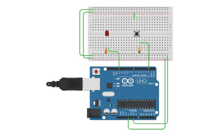 Circuit design Pushbutton (Digital Input) - Tinkercad Circuit design Pushbutton (Digital Input) - Tinkercad
