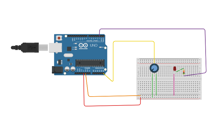 Circuit design Potentiometer - Tinkercad