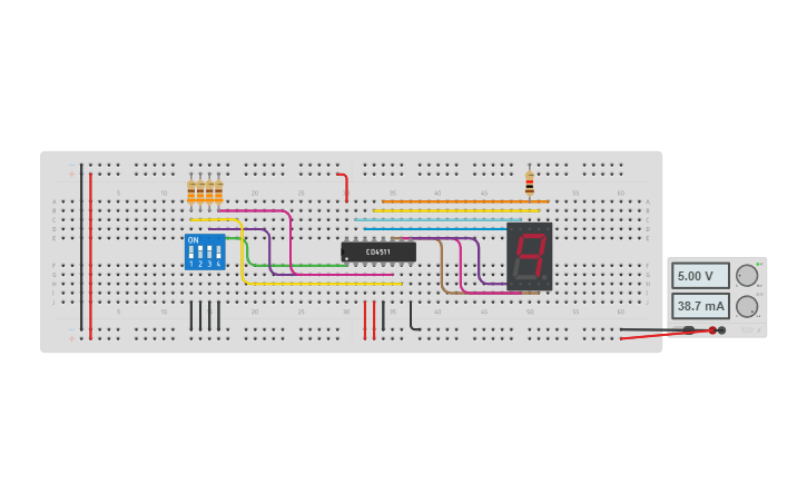 Circuit design BCD A 7 SEGMENTOS - Tinkercad
