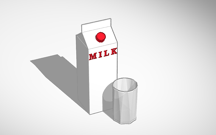 3D design Milk Carton and Glass - Tinkercad