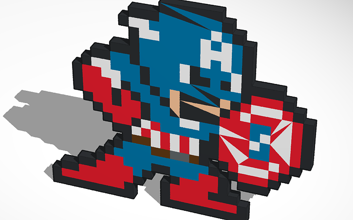 3D design Capitán America 16 BITS - Tinkercad