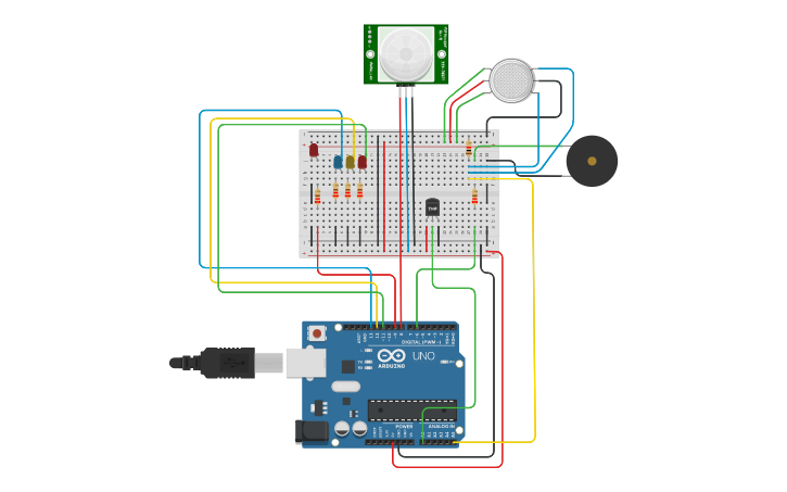 Circuit design Projeto sensor presença, temperatura e gás com Buzzer ...