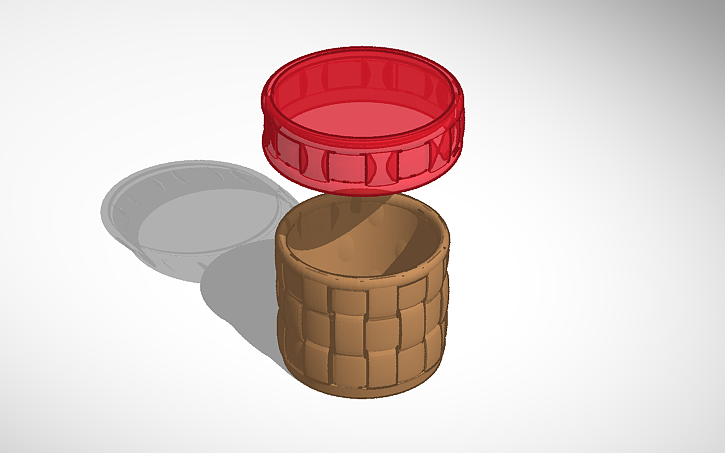 3D design Woven Container with snap lid - v3 (2" x 1.5") - Tinkercad