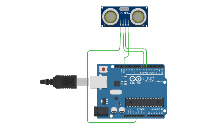 Circuit design Ultraschallsensor - Tinkercad