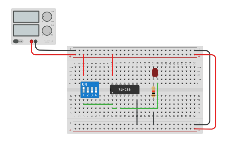 Circuit design EXP 2 LOGICAL NOT USING NAND GATE | Tinkercad
