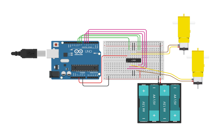 Circuit design montaje motores | Tinkercad