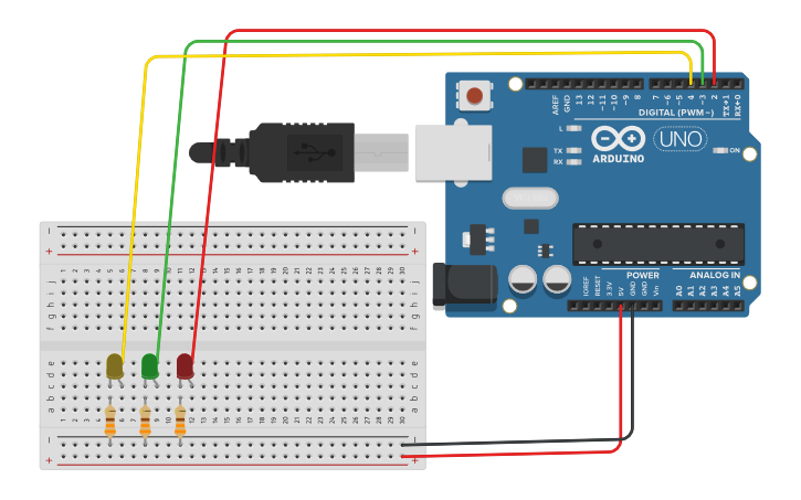 Circuit design Secuencia de luces | Tinkercad