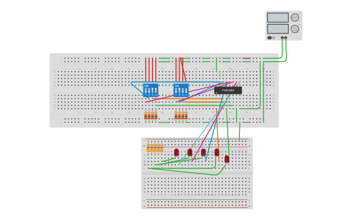 Circuit design Aula 74hc283 | Tinkercad