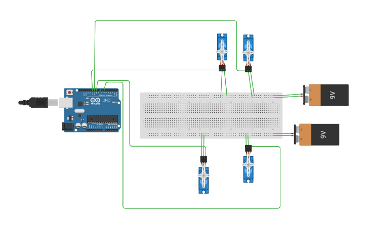 Circuit design robotic arm - Tinkercad