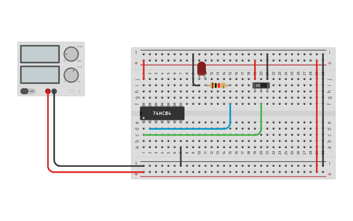Circuit design Not Gate - Tinkercad