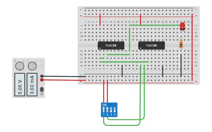 Circuit design AND using NAND - Tinkercad