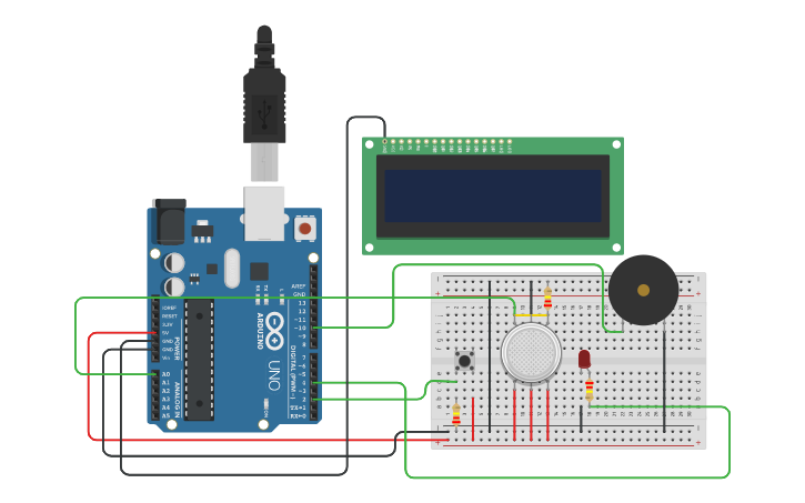Circuit Design Smoke Detection System Tinkercad