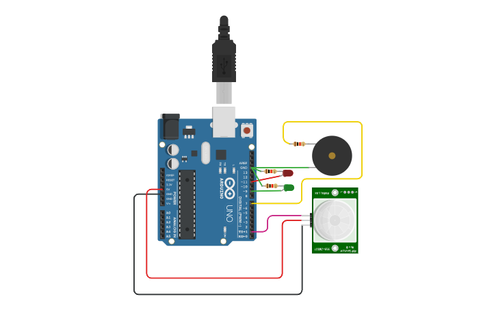 Circuit design PIR Motion Sensor | Tinkercad
