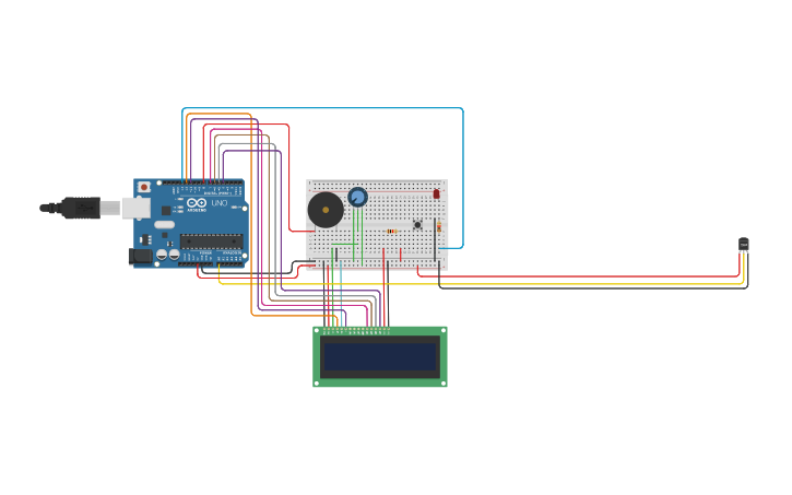 Circuit design Monitoramento de Temperatura com Alarme - Tinkercad