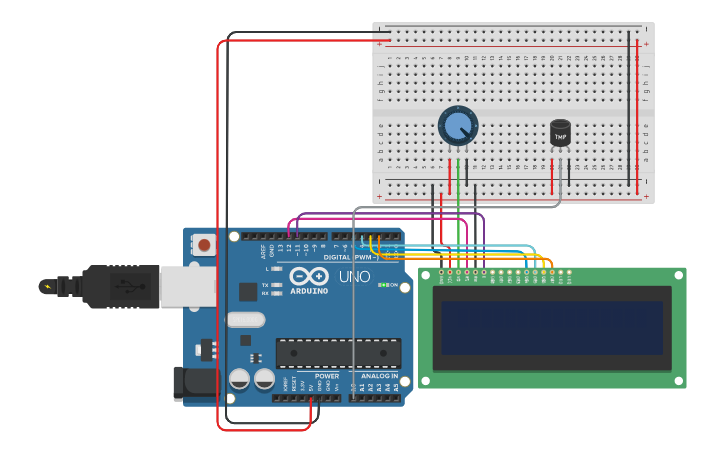 Circuit design Temperature Sensor - Tinkercad