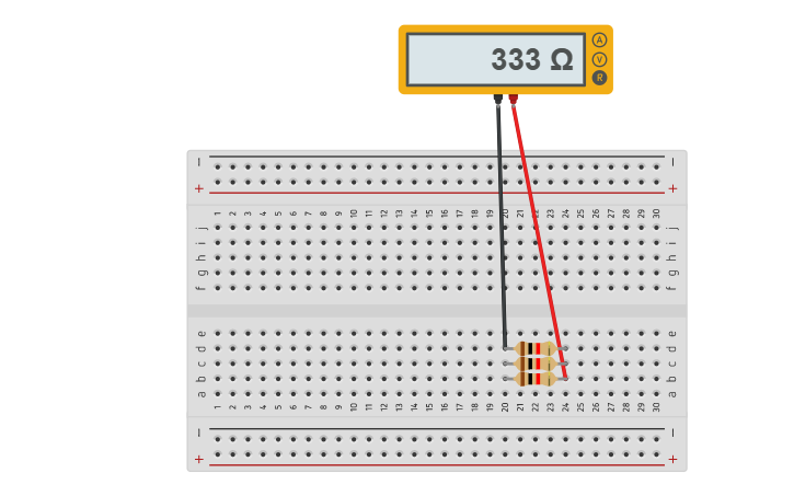 Circuit design MULTIMETER AND RESISTORS IN PARALLEL CONNECTION - Tinkercad