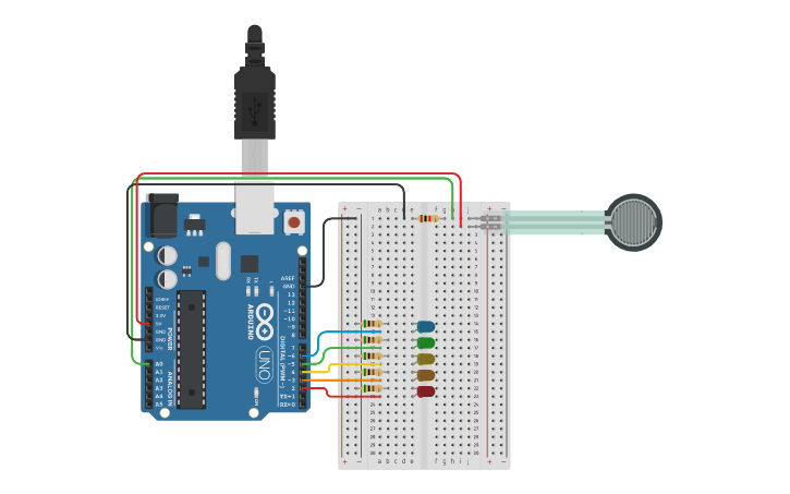 Circuit design Force Sensor - Tinkercad