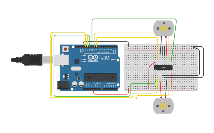 Circuit design Motores - Tinkercad