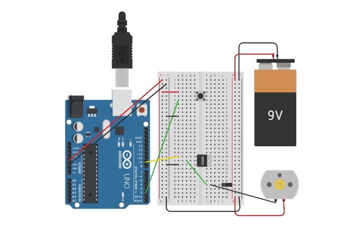 Circuit design motor cc - Tinkercad