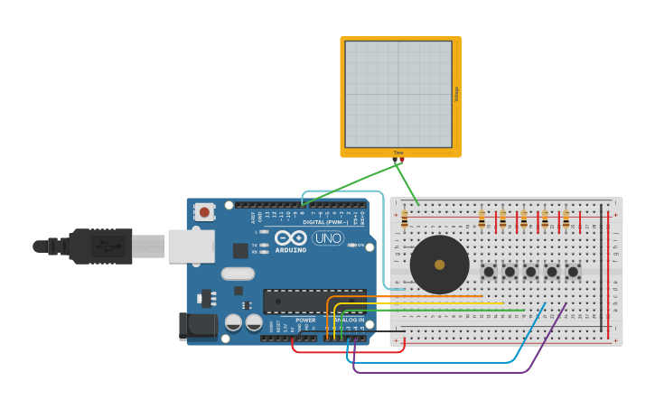 Circuit design piano keyboard - Tinkercad