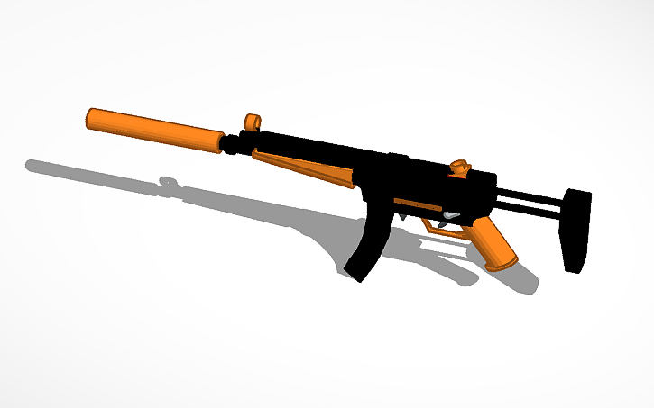 3D design MP5 modified with silencer - Tinkercad