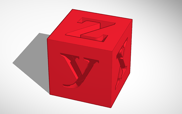 3D design Test XYZ cube - Tinkercad
