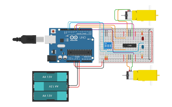 Circuit design Carrito con Arduino - Tinkercad