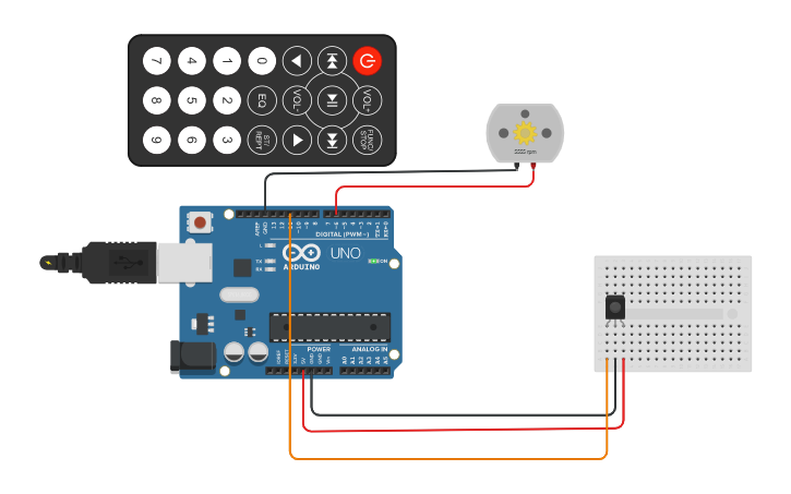 Circuit Design Dc Motor With Ir Sensor And Ir Remote Tinkercad