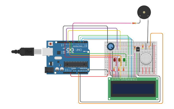 Circuit design Air Pollution Monitoring System-IOT - Tinkercad
