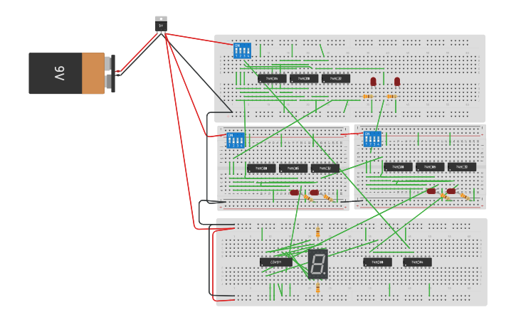 Circuit design ALU 2-bit - Tinkercad