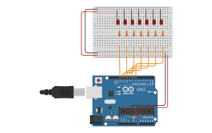 Circuit design LED Running | Tinkercad