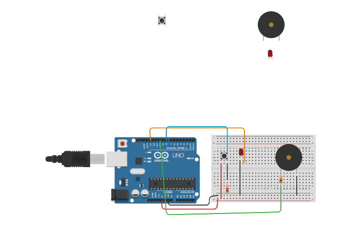 Circuit design Pushbutton with Piezo Buzzer :) - Tinkercad